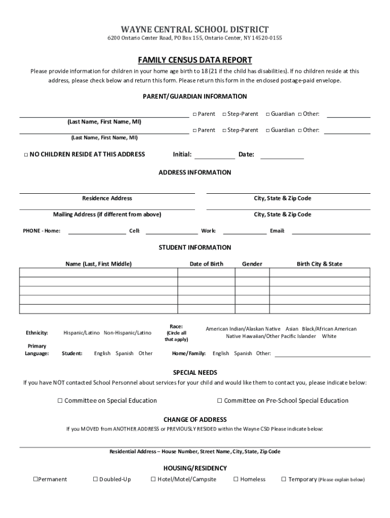 Fillable Online Family Census Data Form Fax Email Print - pdfFiller