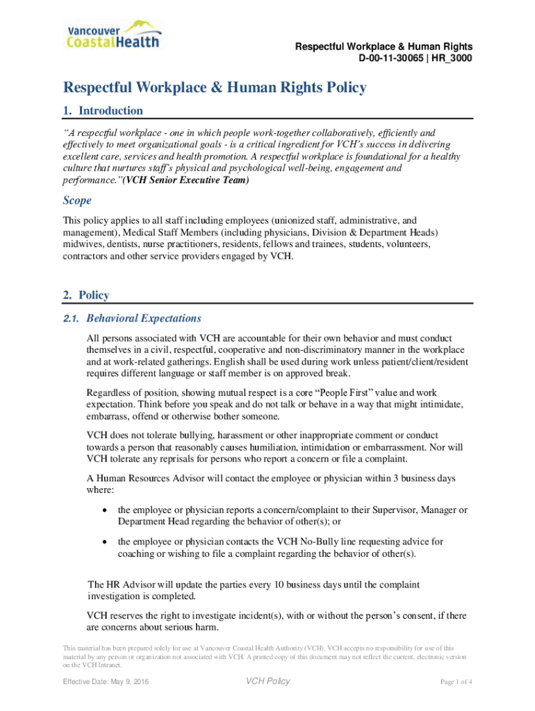 Fillable Online Respectful Workplace: What Is It And How To Build It ...