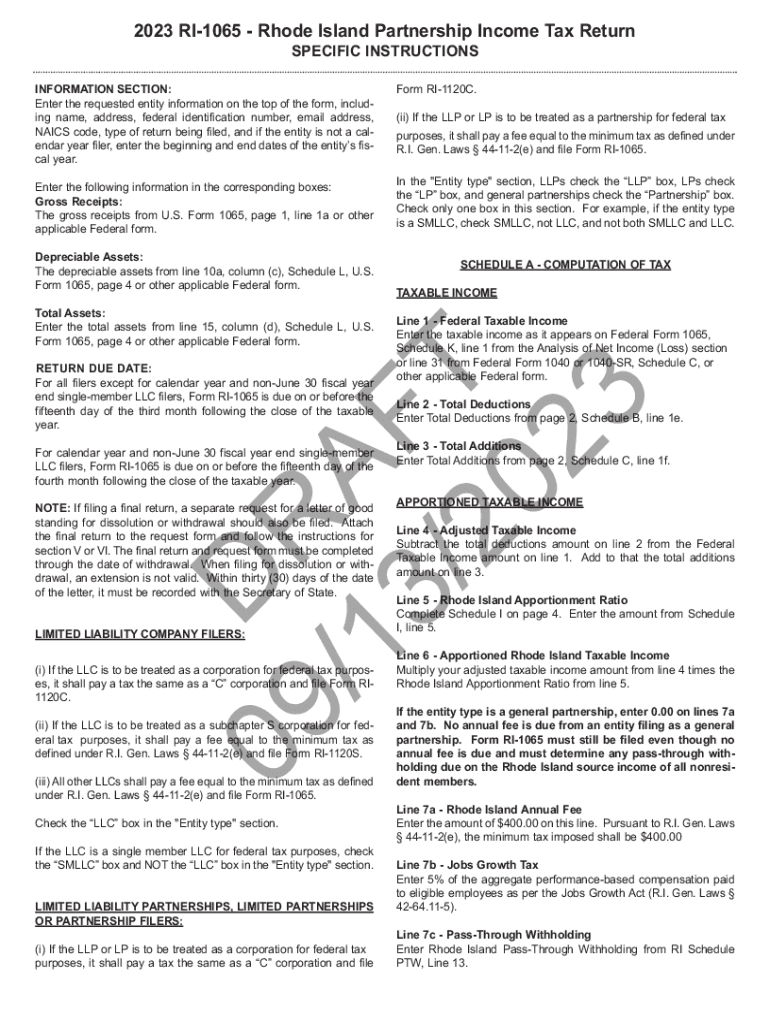 Fillable Online tax ri 2023 RI-1065 InstructionsCorp Forms Fax Email ...