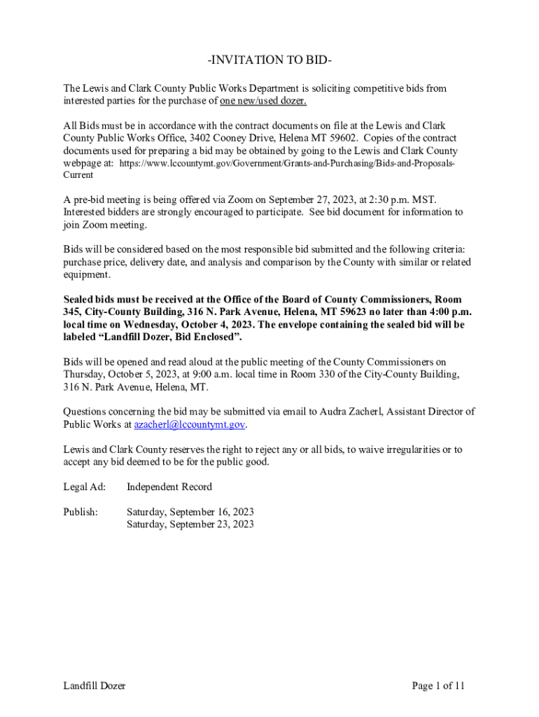 Fillable Online Invitation for Bids - New/Used Dozer Fax Email Print ...