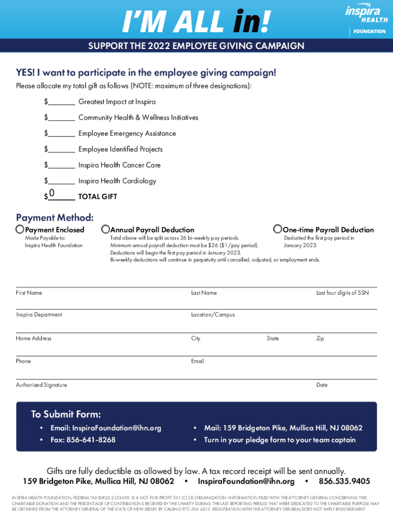 Fillable Online Donate to the Employee Giving Campaign "Our Promise ...