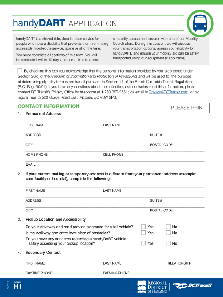 Canada BC Transit Form H1 - Fill Online, Printable, Fillable, Blank ...