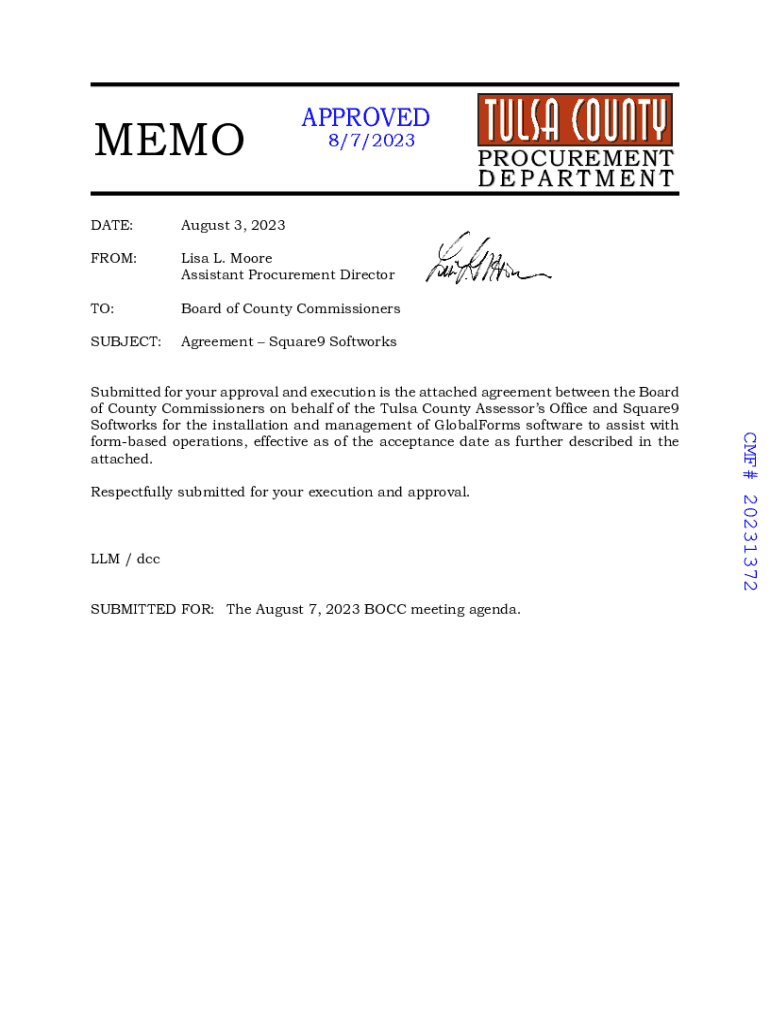 Fillable Online Agreement Memo Fax Email Print - pdfFiller
