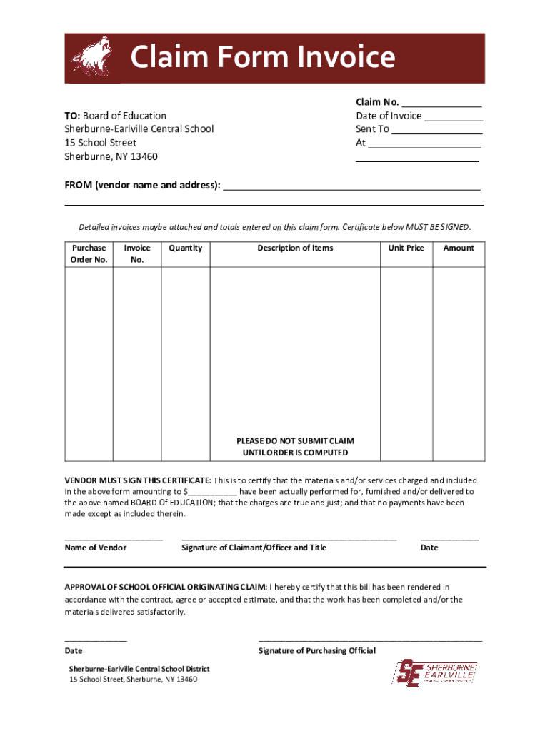 Fillable Online Claim Form Invoice Fax Email Print - pdfFiller