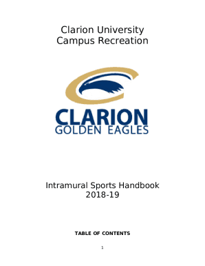 Clarion University Campus Recreation Doc Template | pdfFiller