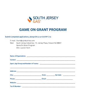 Fillable Online South Jersey Gas 'Game On' grants available to support ... Fax Email Print ...