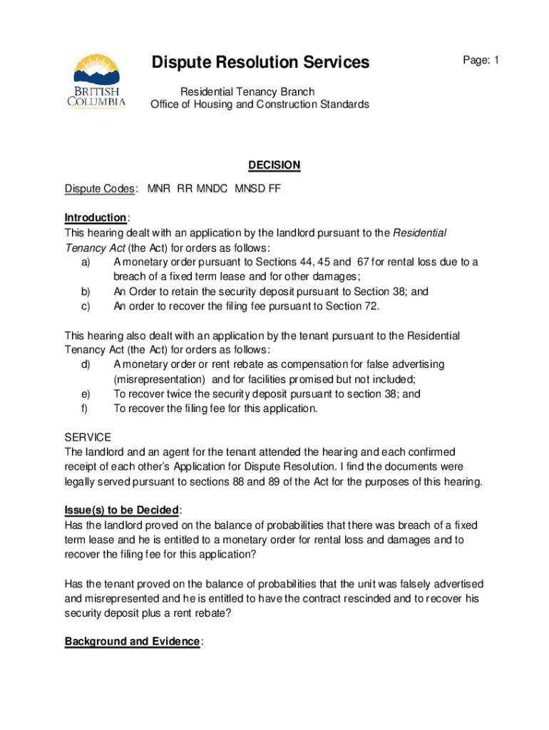 Fillable Online Fillable Online Dispute Resolution Services Page Fax ...
