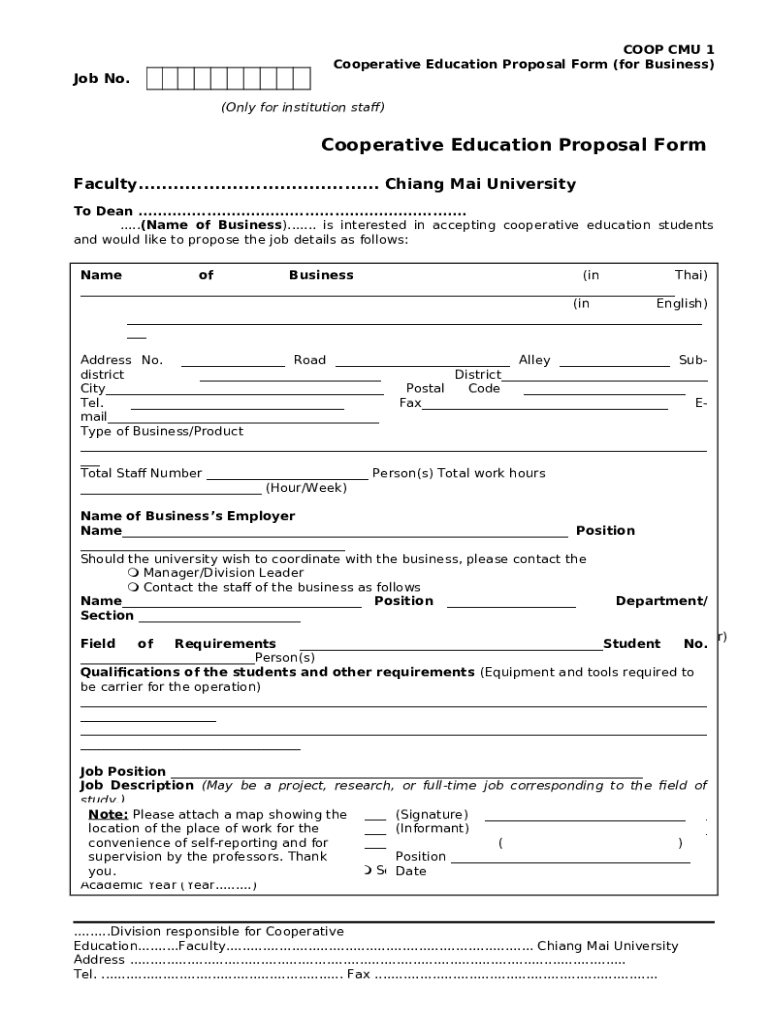 Co-op Working Plane Doc Template | pdfFiller