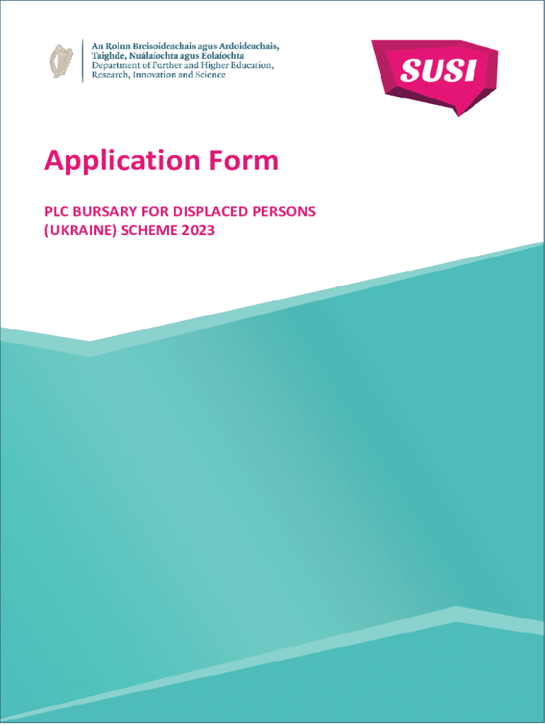 Fillable Online Application Form. plc Bursary for Displaced Persons ...