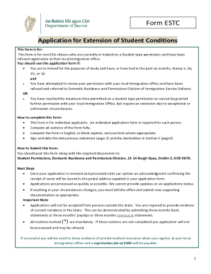 Fillable Online Ireland Introduces Application Form for Extension of ...