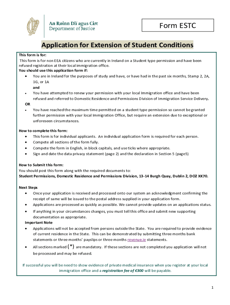 Fillable Online Ireland Introduces Application Form for Extension of ...