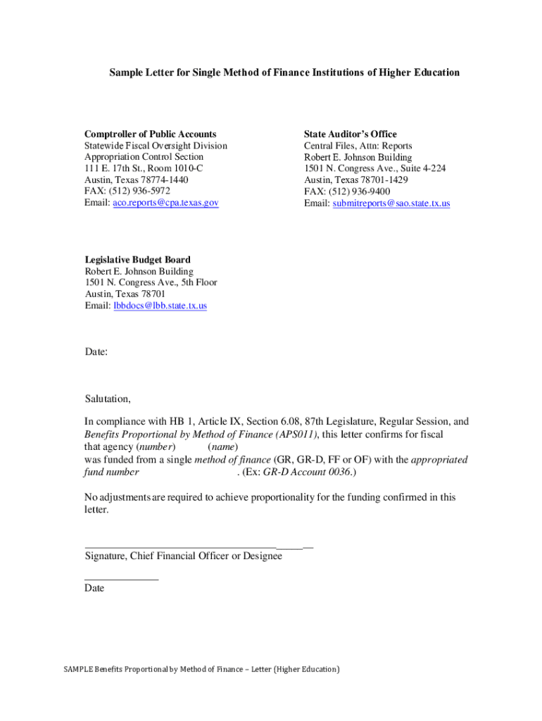 Fillable Online fmx cpa state tx Sample Letter For Single Funded ...