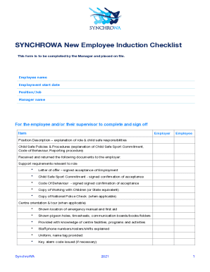 Fillable Online Staff Induction Form Template Fax Email Print - pdfFiller