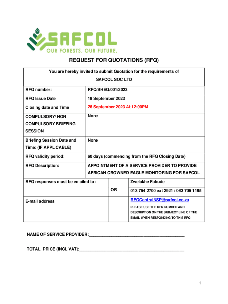 Fillable Online AFRICAN CROWNED EAGLE MONITORING FOR SAFCOL Fax Email Print - pdfFiller