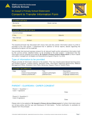 Fillable Online Consent to Transfer Information Form Fax Email Print ...