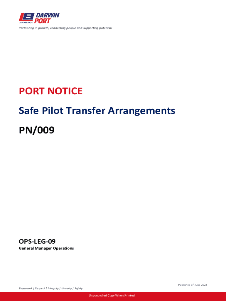 Fillable Online Australia: notice on the safe pilot transfer ...