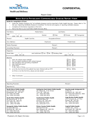 Fillable Online nova scotia physician's communicable disease report ...