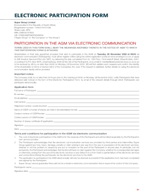 Fillable Online Electronic Participation Form Super Group Fax Email ...