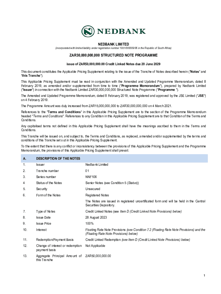 Fillable Online Applicable Pricing SupplementNGL07TIER 2 NOTES Fax ...