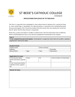 Fillable Online Forms - Student Absences and Leave Fax Email Print ...