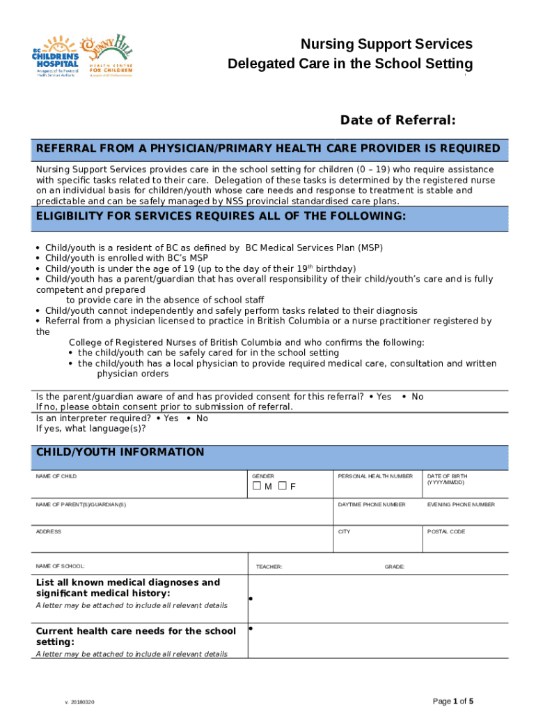 NSS school referral Doc Template | pdfFiller