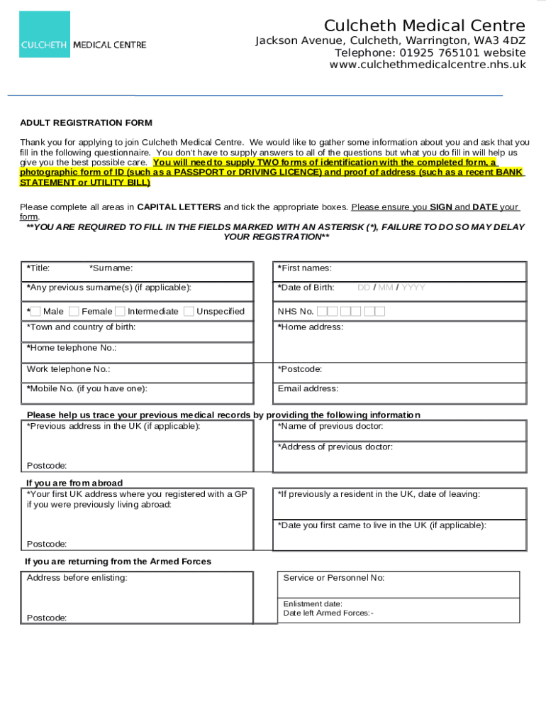 Culcheth Medical Centre How to register with this GP surgery Doc ...