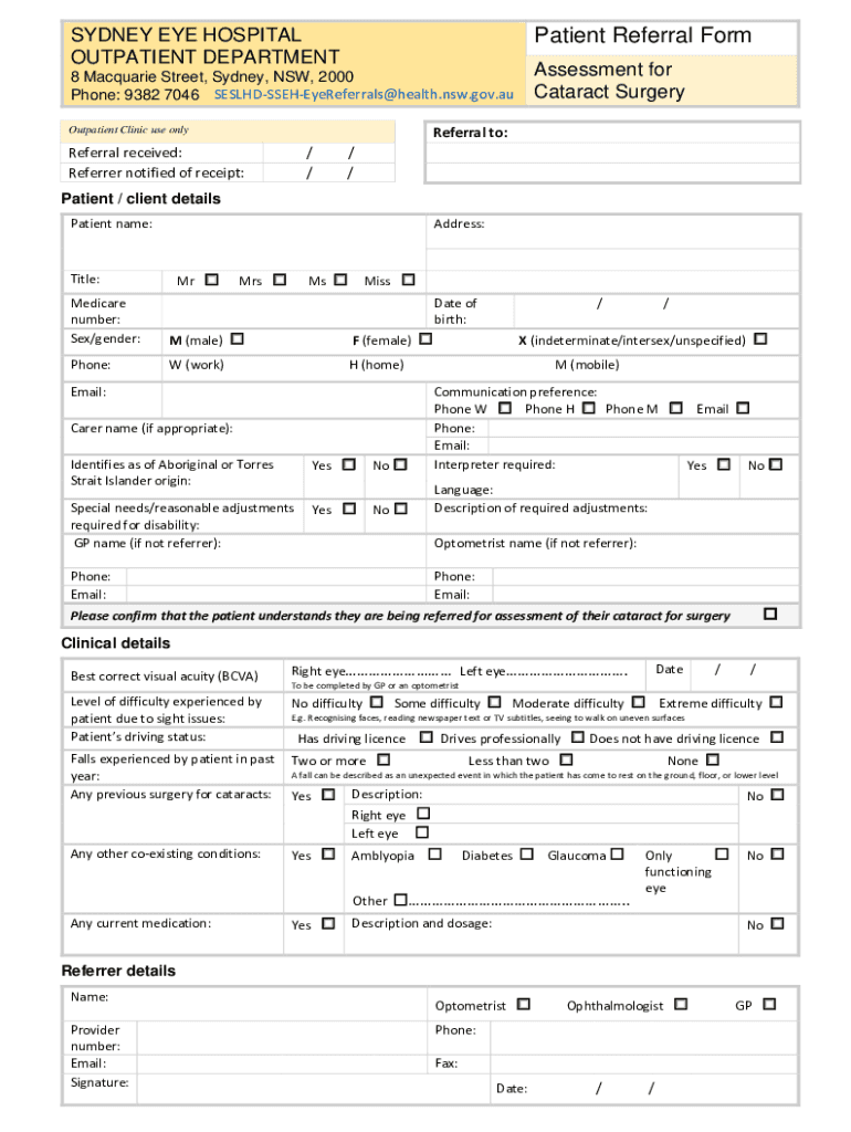 Fillable Online Patient referral form (PRF) - Assessment for cataract ...