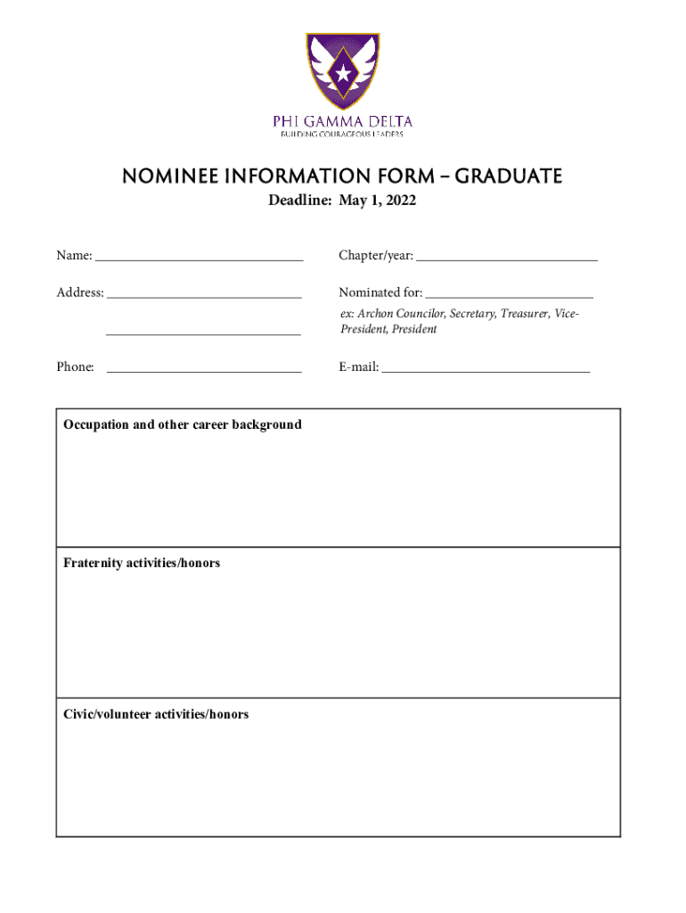 Fillable Online NOMINEE INFORMATION FORM - GRADUATE Fax Email Print ... Fillable Online NOMINEE INFORMATION FORM - GRADUATE Fax Email Print ...