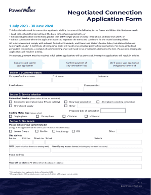 Fillable Online Negotiated Connection Application Form. Negotiated Connection Application Form ...
