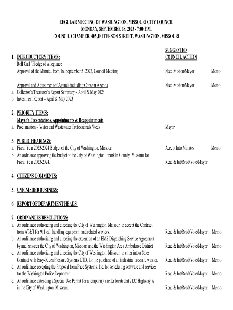 Fillable Online Call To Order Roll Call Pledge Of Allegiance Mayor ...