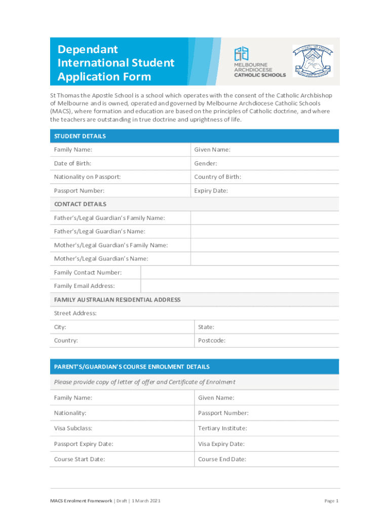 Fillable Online Applications & Forms - St. Thomas the Apostle School ...