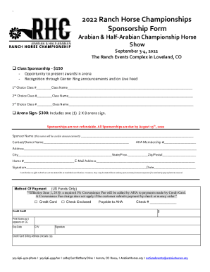 Fillable Online 2022 Ranch Horse Championships Sponsorship Form Fax ...