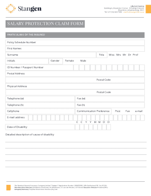 Fillable Online SALARY PROTECTION CLAIM FORM Fax Email Print - pdfFiller