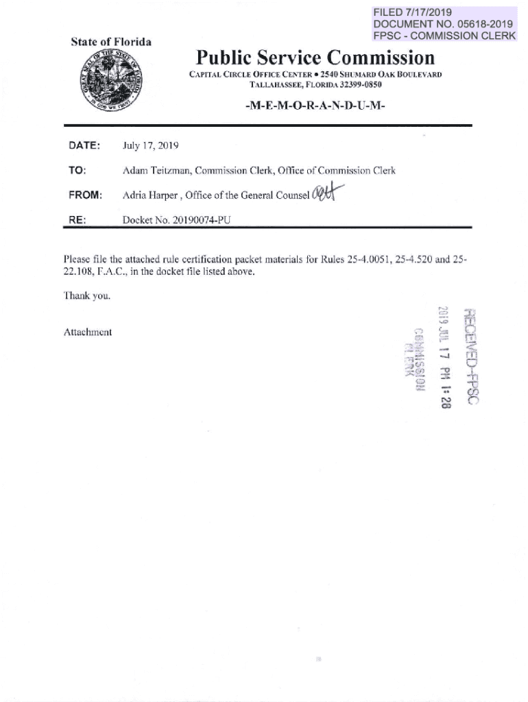 Fillable Online Florida Public Service Commission Office of ... Fax ...