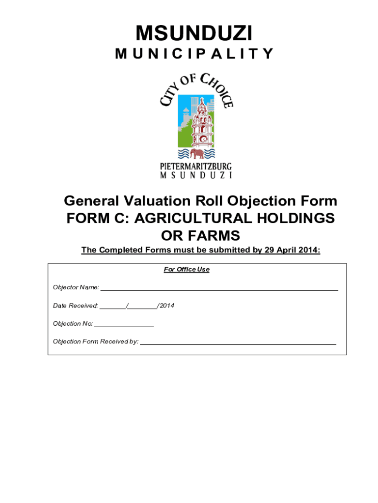 Fillable Online General Valuation Roll Objection Form FORM C Fax Email ...