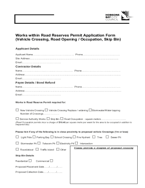 Fillable Online Works within Road Reserves Permit Application Form ...