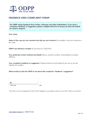 Fillable Online FEEDBACK AND COMPLAINT FORM* Fax Email Print - pdfFiller