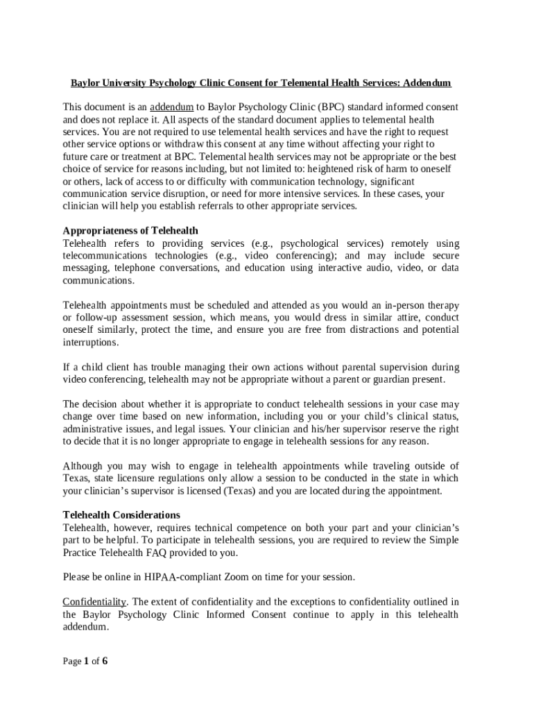 WSU Telehealth Consent Doc Template | pdfFiller