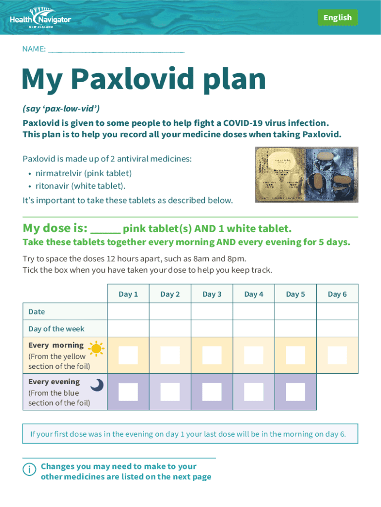 Fillable Online PAXLOVID (nirmatrelvir tablets; tablets) For Patients ...
