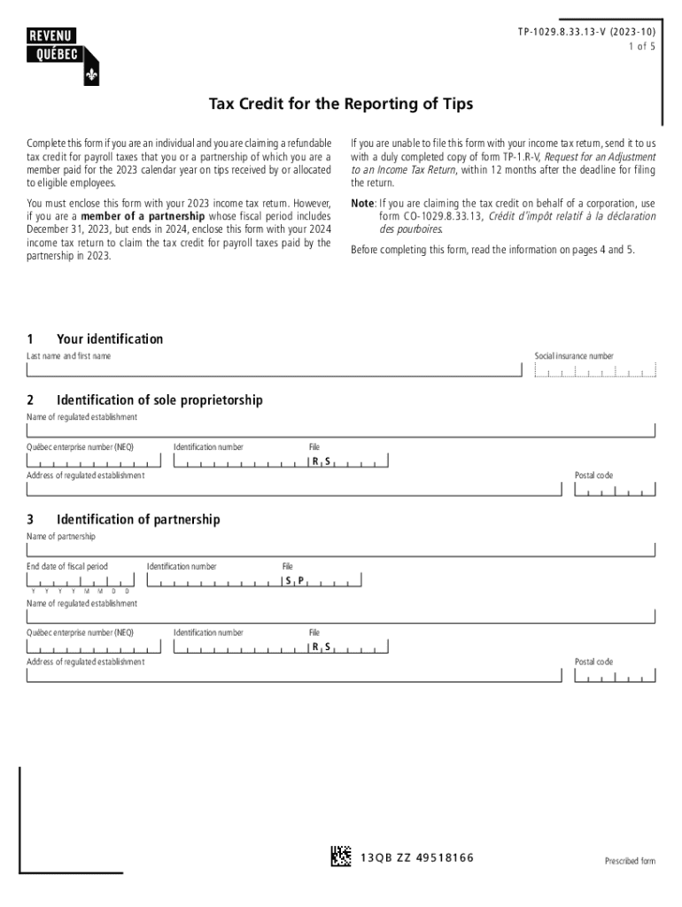 Fillable Online Tax Credit for the Reporting of Tips. Complete this ...