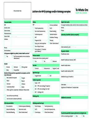 Fillable Online Lab form for HPV/cytology and/or histology samples Fax ...