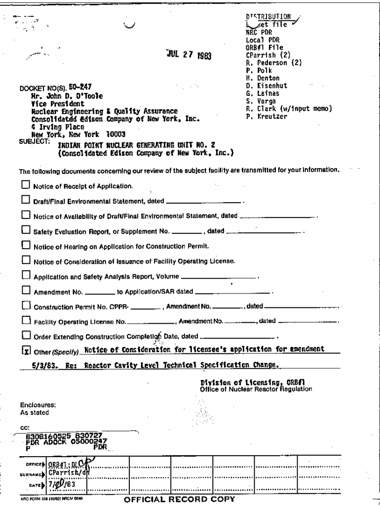 Fillable Online Indian Point, Unit 2, Notice of Consideration for ...