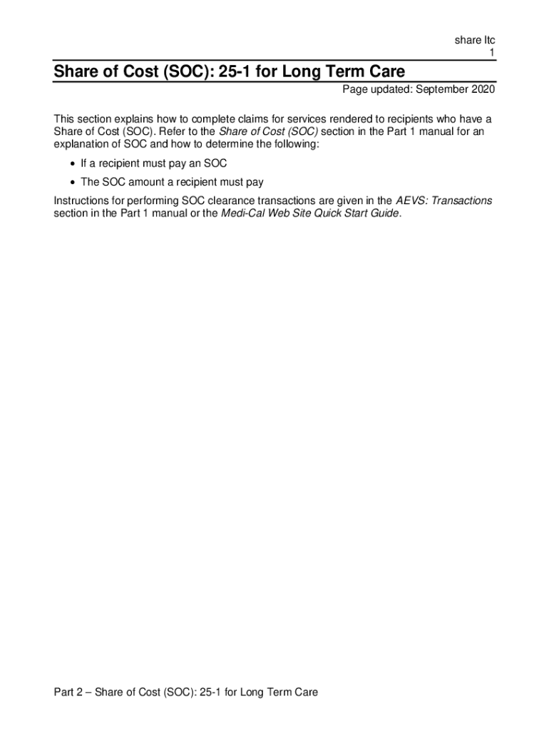 Fillable Online LTC (25-1) Claim Completion - Medi-Cal Fax Email Print - pdfFiller