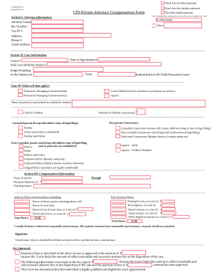 Fillable Online Texas cps private attorney compensation form Fax Email Print - pdfFiller