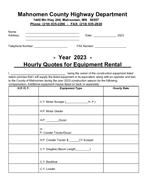 Fillable Online Mahnomen County Highway Department - Year 2023 Fax ...
