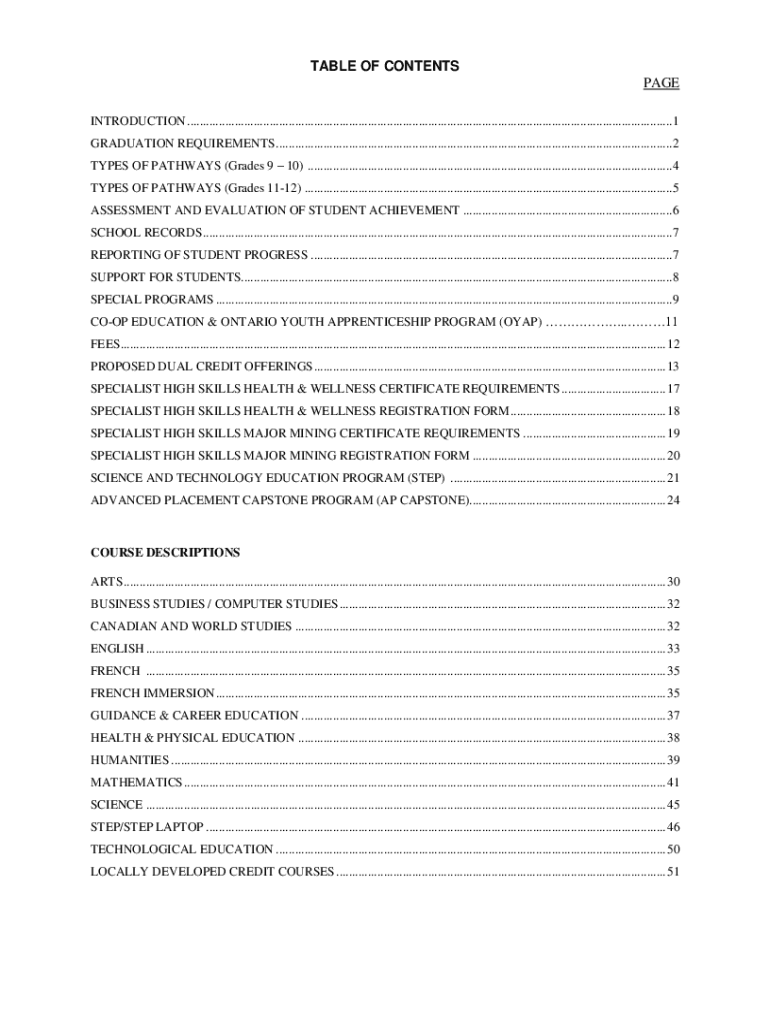 Fillable Online lockerby rainbowschools TABLE OF CONTENTS - Lockerby ...