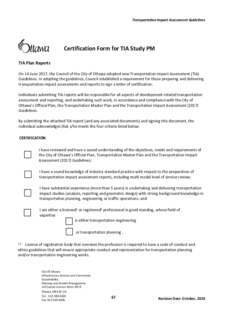 Fillable Online TIA Guidelines Screening Form - 301 Palladium Fax Email ...