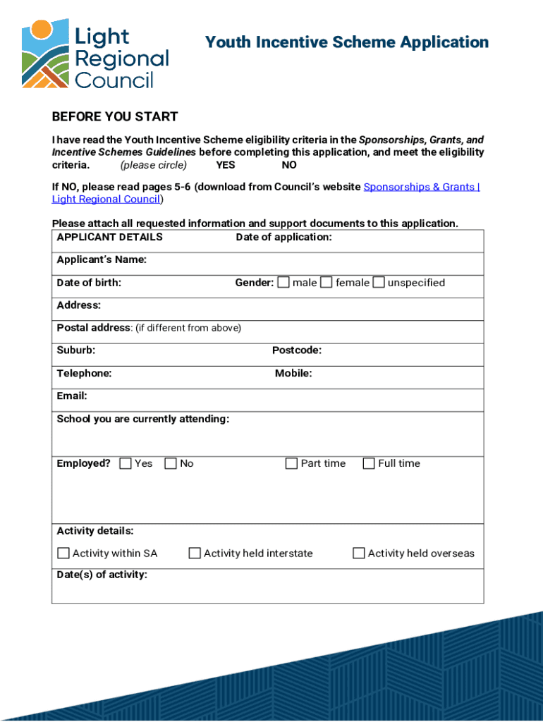 Fillable Online Youth Incentive Scheme Application Fax Email Print - pdfFiller