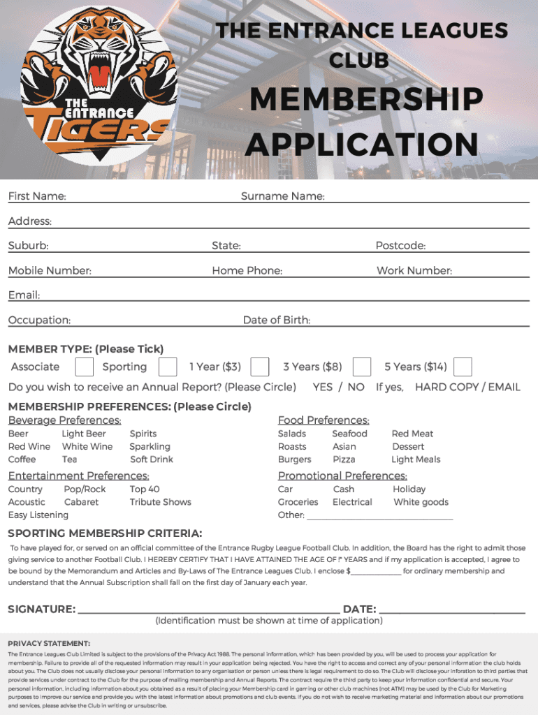 Fillable Online NEW Membership Form TELC 21 Fax Email Print - pdfFiller