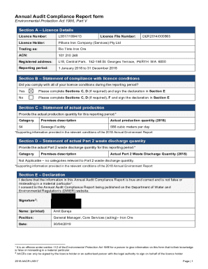 Fillable Online Fillable Online Annual Audit Compliance Report form Fax ...